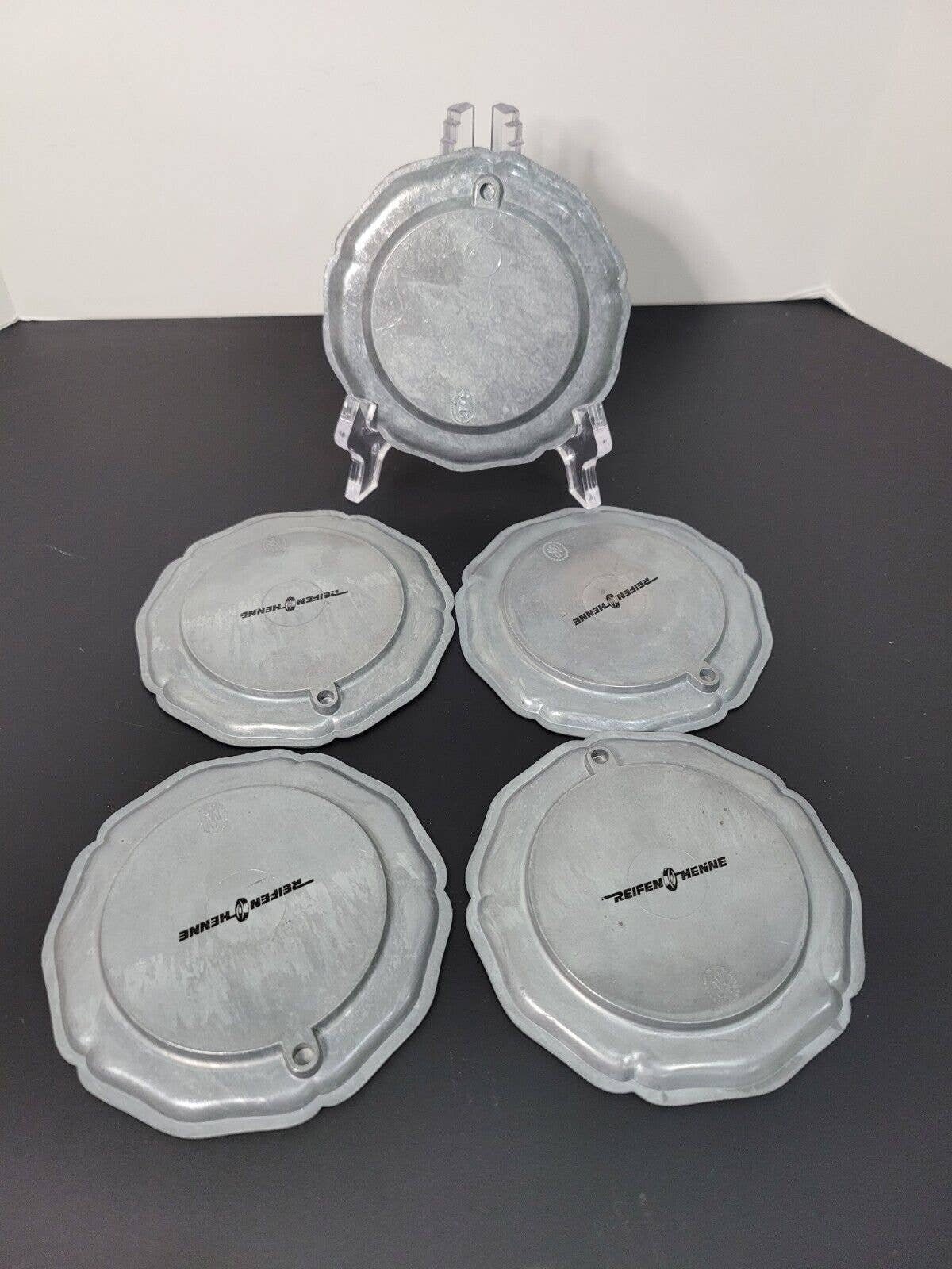 8 Floral Designed Ceramic Tiled Pewter Coaster Set Lot Germany Reifen ...