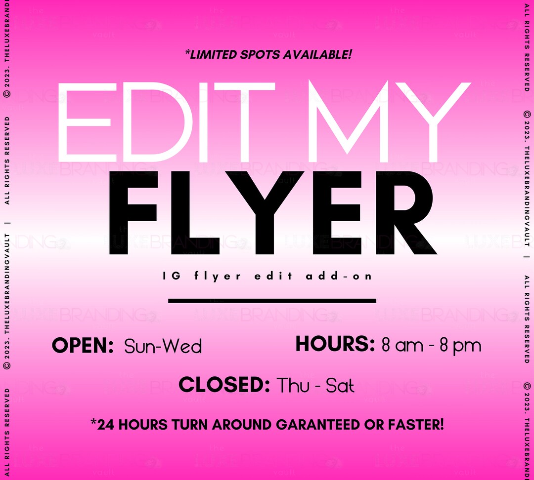 Edit My IG Flyer Template Add-on Theluxebrandingvault Add-on - Etsy