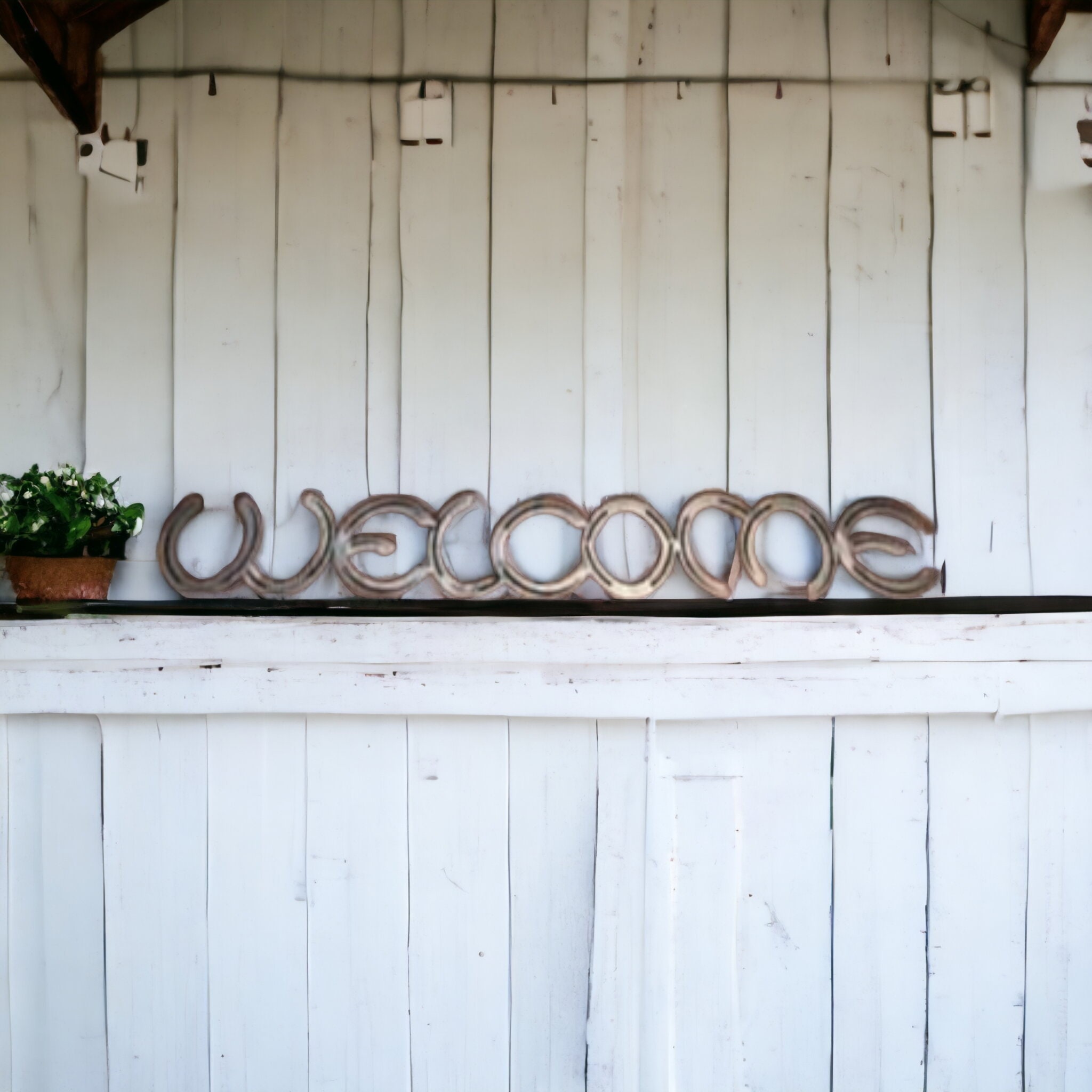 Welcome Sign Made From Horseshoes