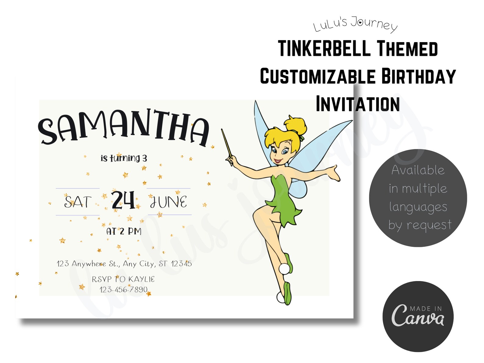 TINKERBELL Themed Customizable Birthday Invitation - Etsy