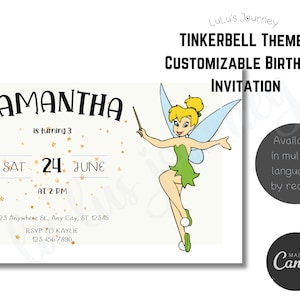 TINKERBELL Themed Customizable Birthday Invitation - Etsy