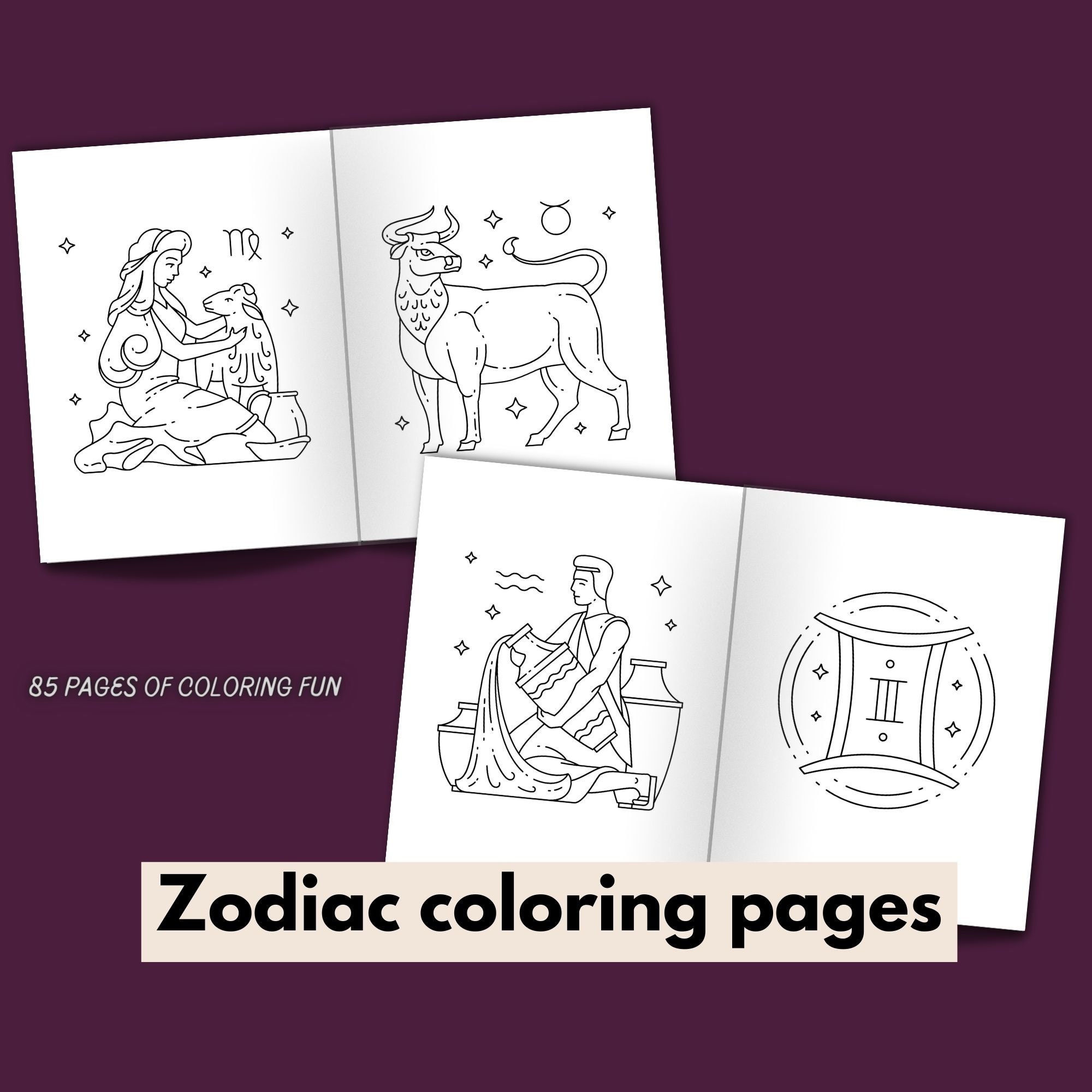 Zodiac Coloring Pages - Etsy
