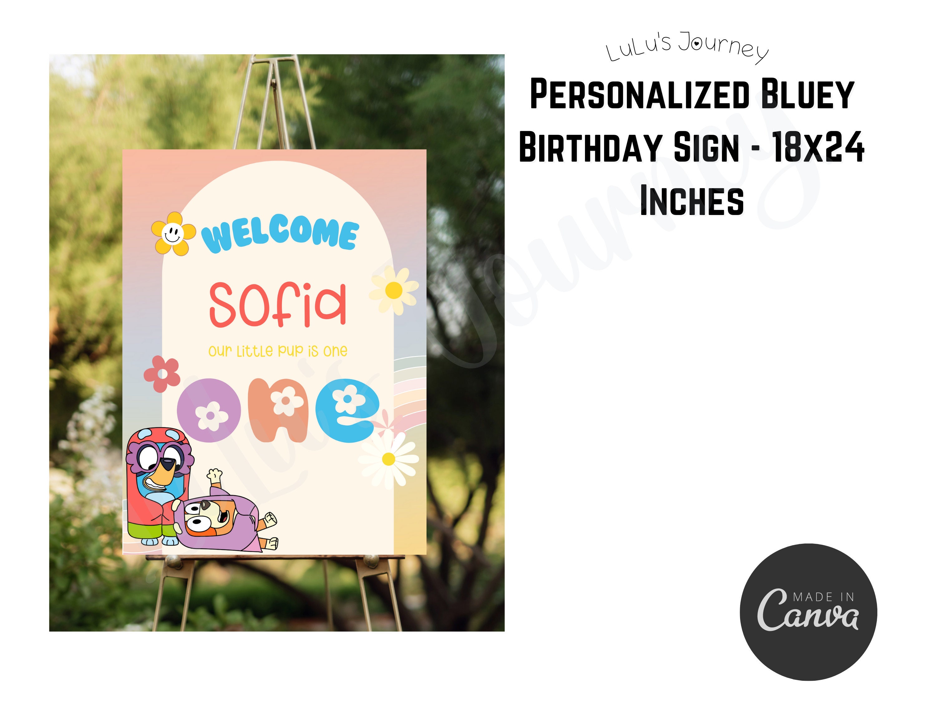 Personalized Bluey Birthday Sign - 18x24 Inches - Etsy