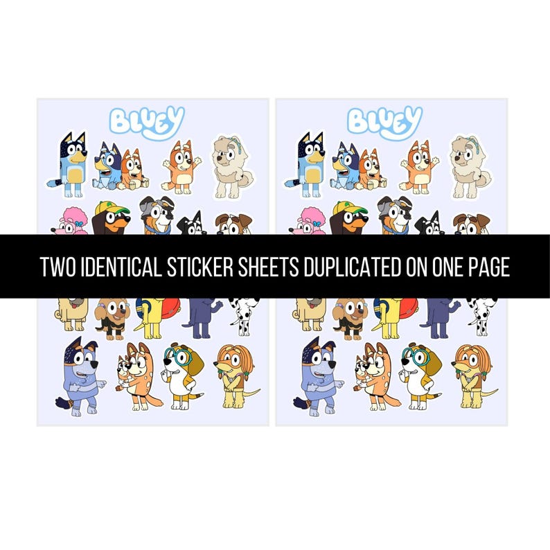 Printable Bluey and Friends Sticker Sheet – DIY Printable for Cricut or ...