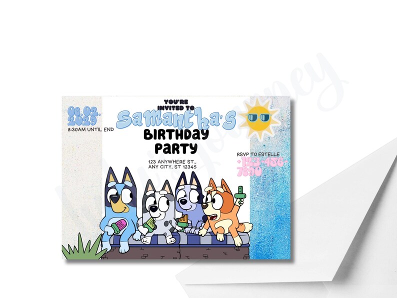 Bluey and Friends Summertime Fun Birthday Invitation – Customizable in ...
