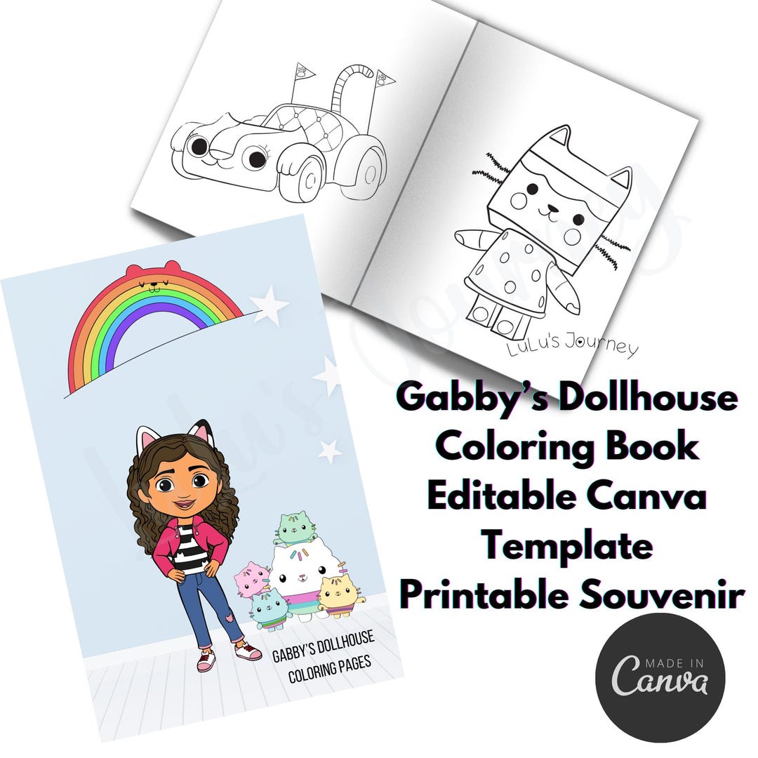 Gabby’s Dollhouse Coloring Book | Editable Canva Template | Printable ...
