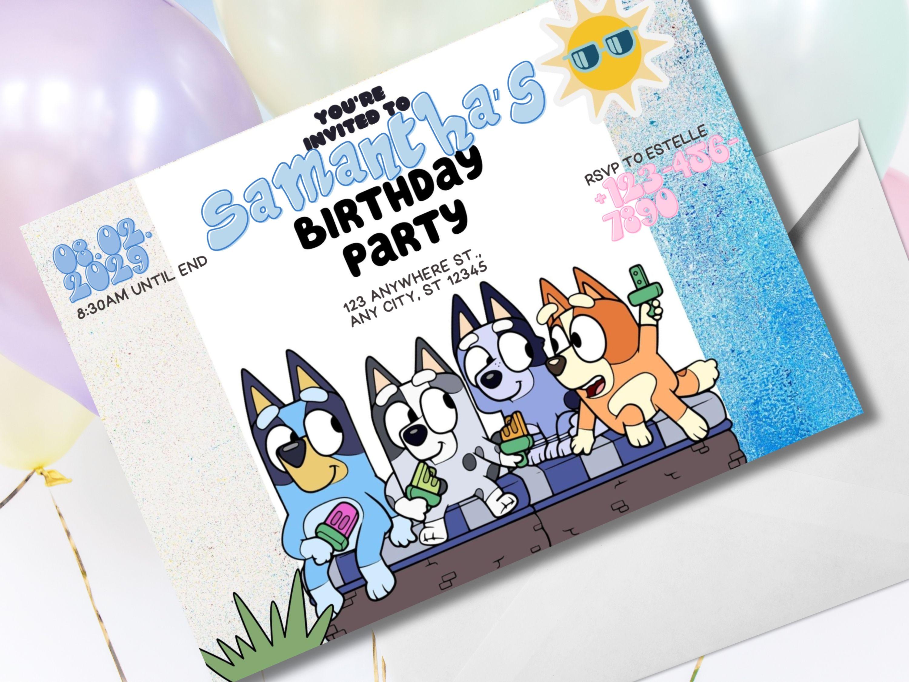 Bluey and Friends Summertime Fun Birthday Invitation – Customizable in ...