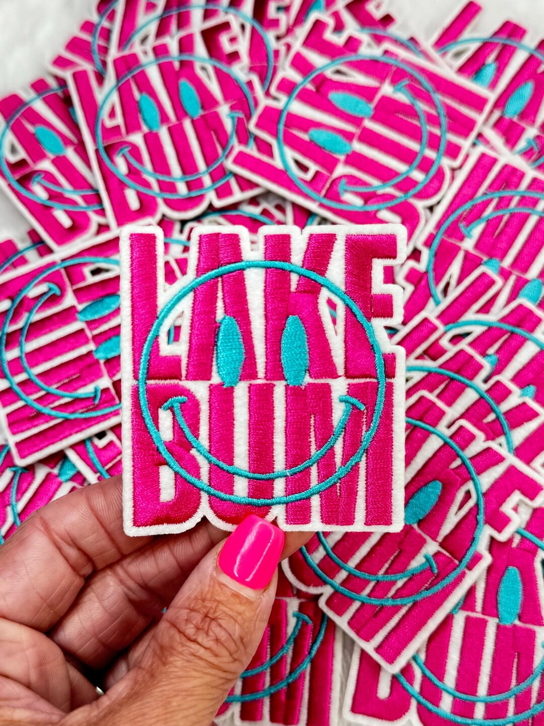 Lake Bum Smiley Embroidered Patch - Etsy