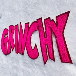 Pink Grinchy Sequin Patch - Etsy