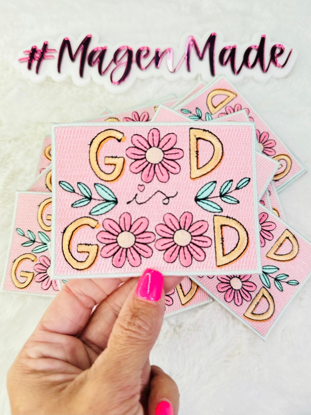 God is Good Pink Embroidered Patch - Etsy