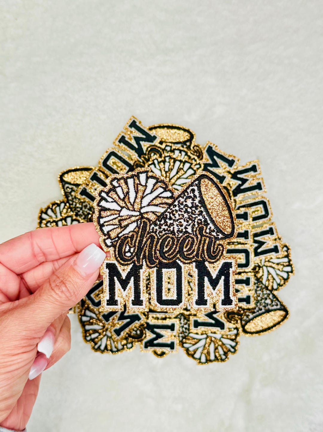 Cheer Mom Embroidered With Gold Glitter Patch - Etsy