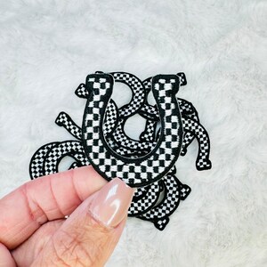 Black & White Checkered Mini Horseshoe Embroidered Patch - Etsy