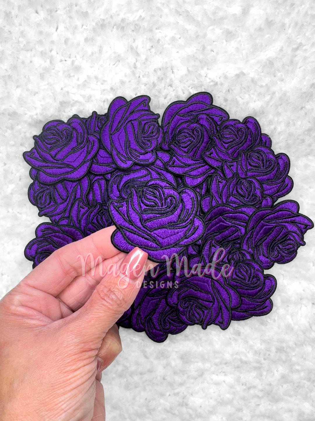 Purple Rose Embroidered Patch - Etsy