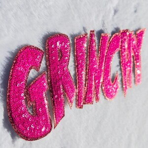 Pink Grinchy Sequin Patch - Etsy