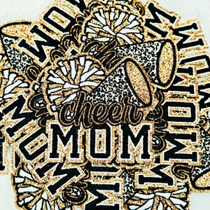 Cheer Mom Embroidered With Gold Glitter Patch - Etsy