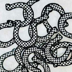 Black & White Checkered Mini Horseshoe Embroidered Patch - Etsy