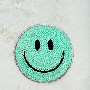 Teal Sequin Smiley Face Patch - Etsy