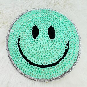 Teal Sequin Smiley Face Patch - Etsy