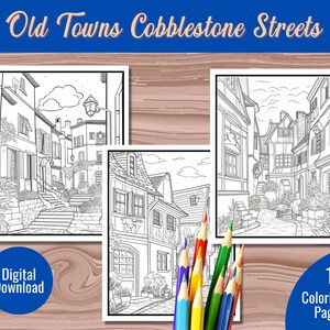 Magical Cobblestone Streets Coloring Pages Set 3 Instant - Etsy