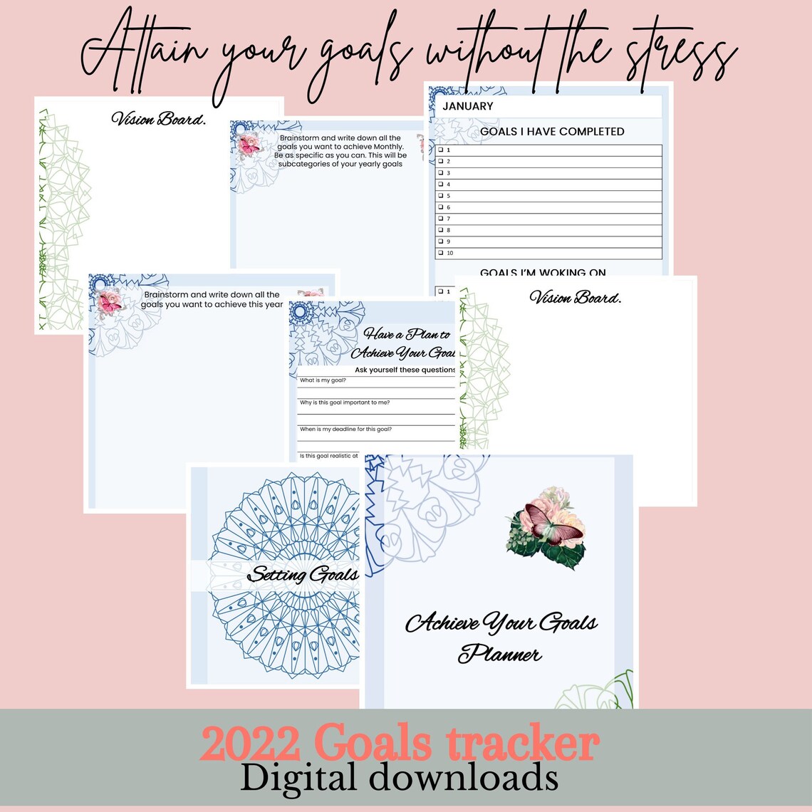 Goals Planner Vision Board Brainstorm Ideas Productivity and Tracking ...