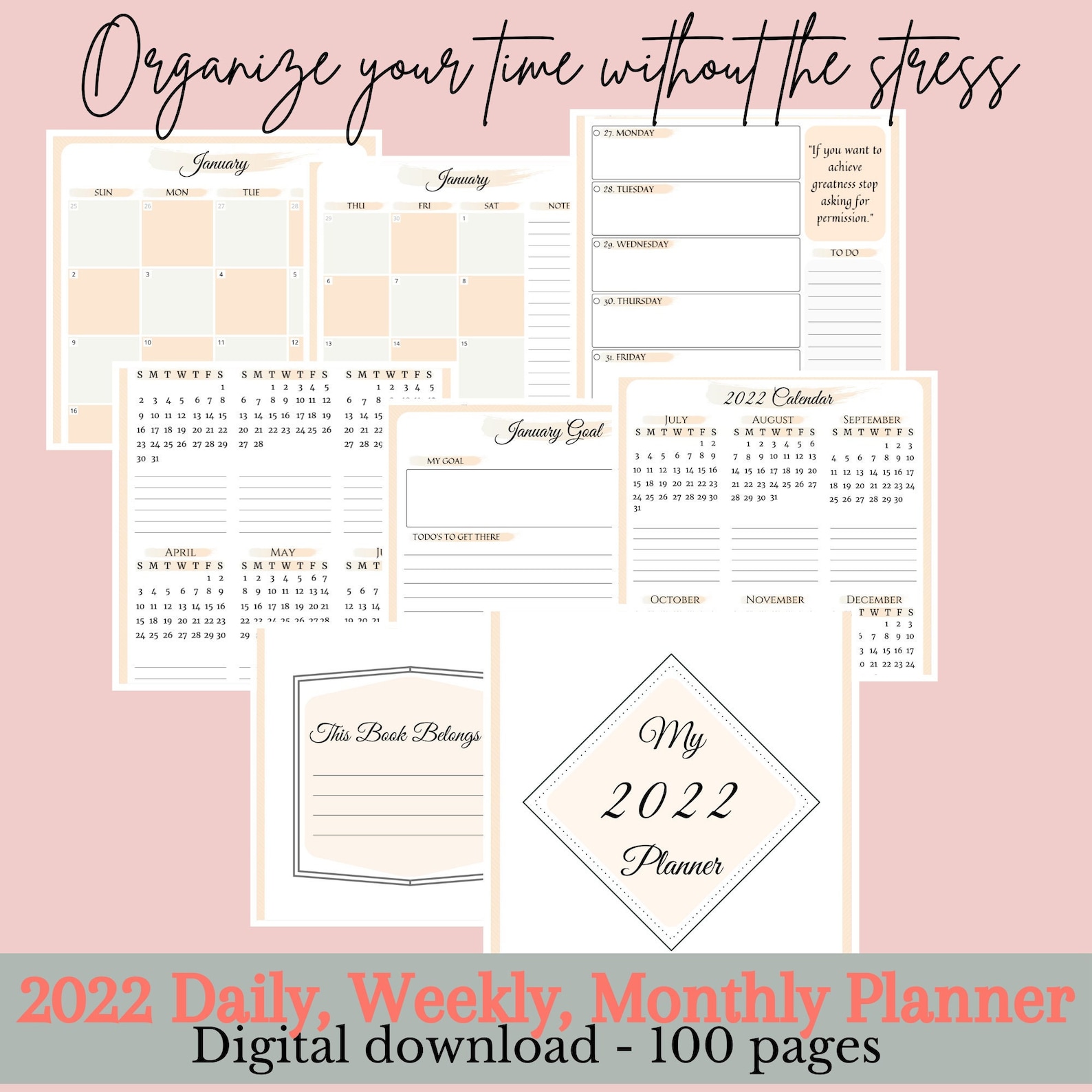 2022 Printable Daily Weekly and Monthly Planner so That You Can Take It ...