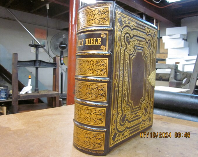 Antique Family Holy Bible 1866 Fancy Brass Clasp Prof. Restored ...