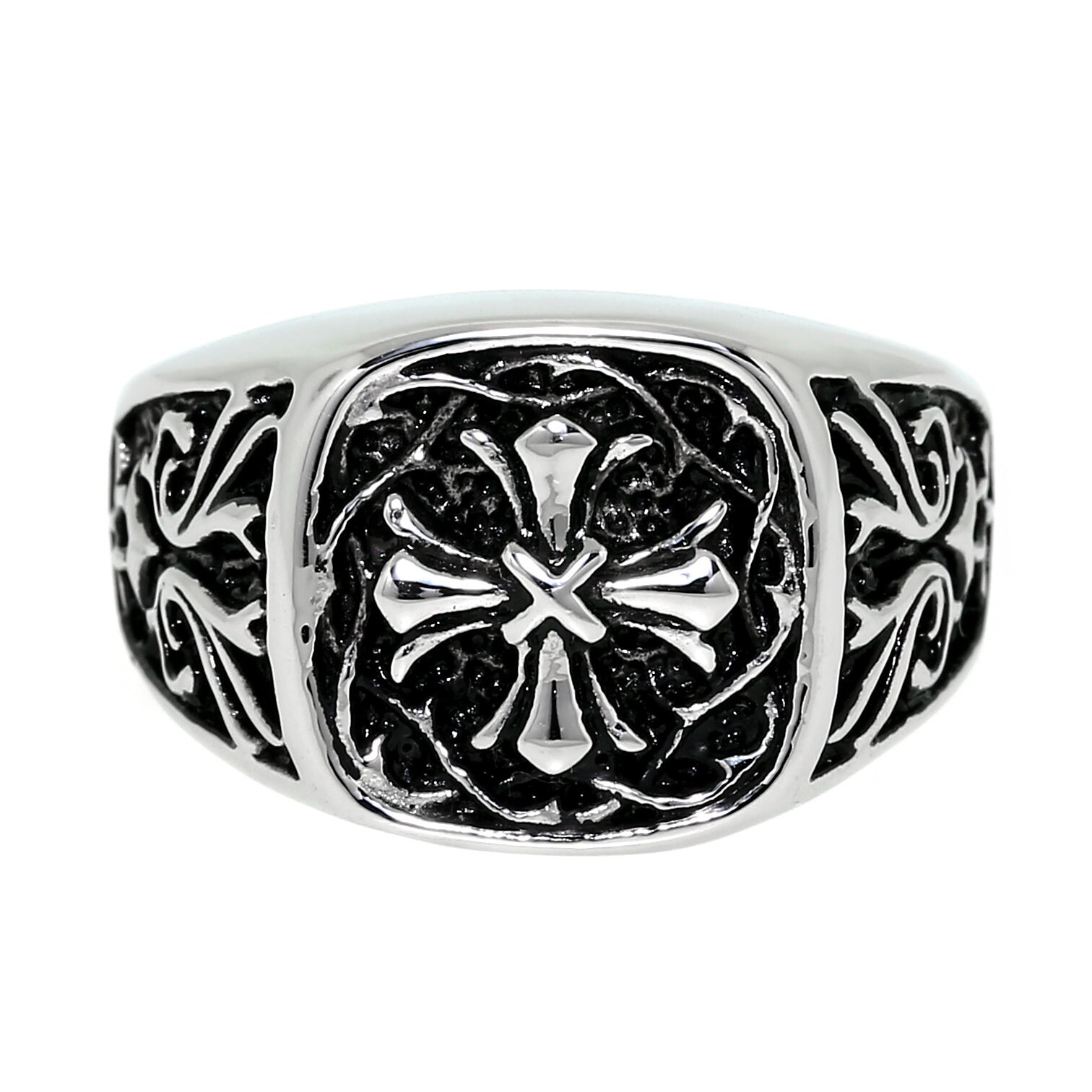 Maltese Cross Ring for Men / Stainless Steel Ring / Black Ion - Etsy