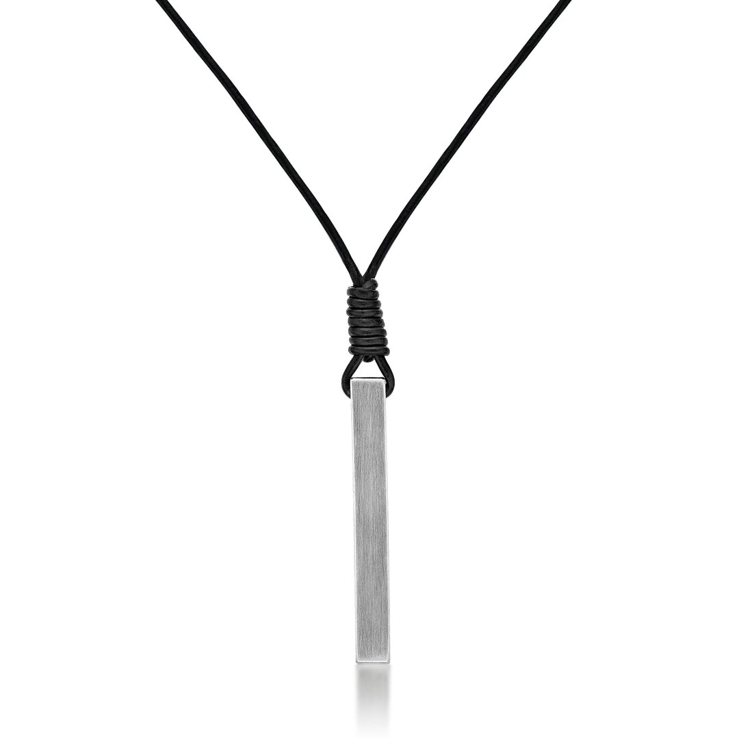 Rectangular Prism Pendant Necklace for Men / Stainless Steel Bar ...