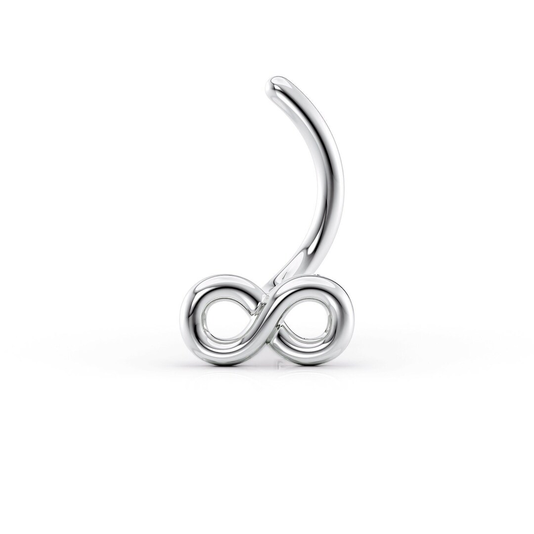 20 Gauge Curved Screw Infinity Nose Ring / 14k White Gold Nose Ring ...