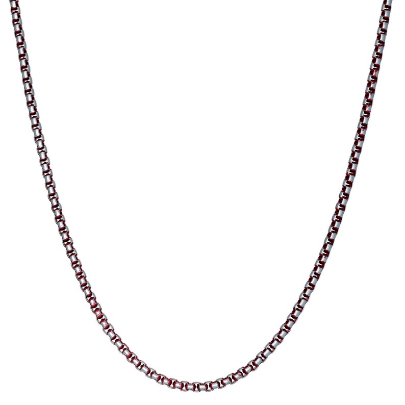 Two Tone Box Chain Necklace for Men / Red or Purple Ion Plated ...