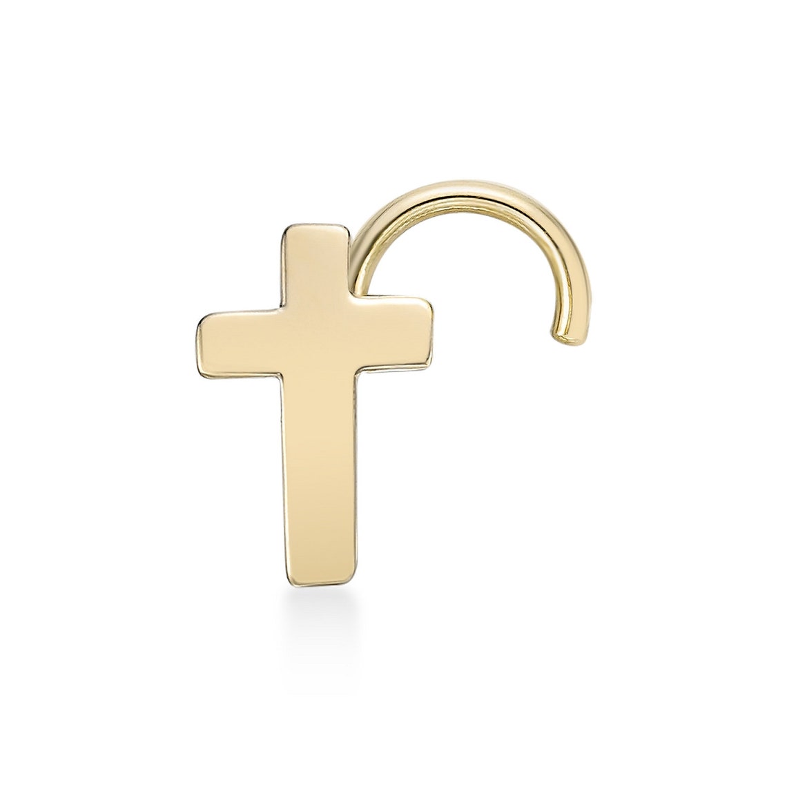 20 Gauge Cross Curved Screw Nose Ring for Women or Men / 10k Yellow ...