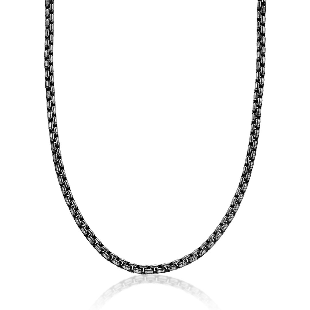 3 Mm Wide Thin Round Box Chain Necklace for Men / Stainless Steel ...