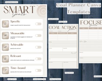 Goals of the Month Editable Canva Template; Goal Planner; Monthly Goals ...