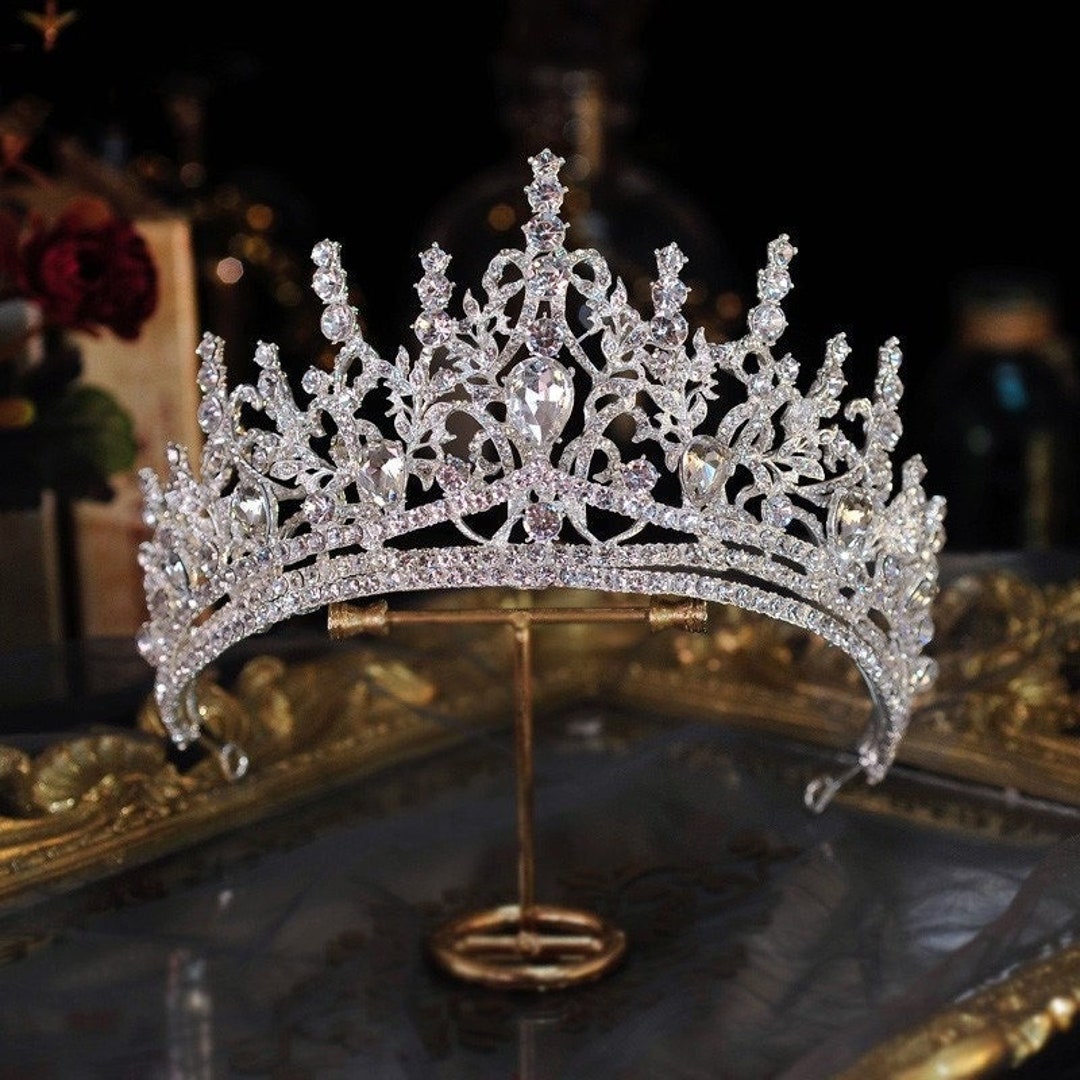 Luxury Crystal Bridal Silver Tiara Jewelry Wedding Cubic Zircon Crown ...