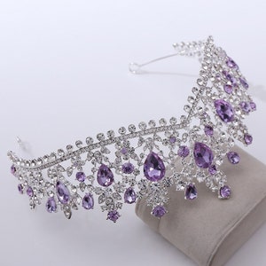 Purple Baroque Crystal Bridal Tiara, Quinceanera Crown, Lavender Gold ...