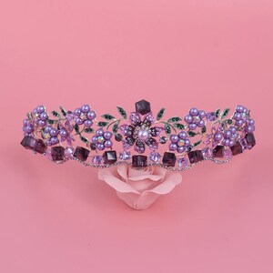 Purple Crystal Bridal Tiara Jewelry Sets Necklaces Earrings - Etsy