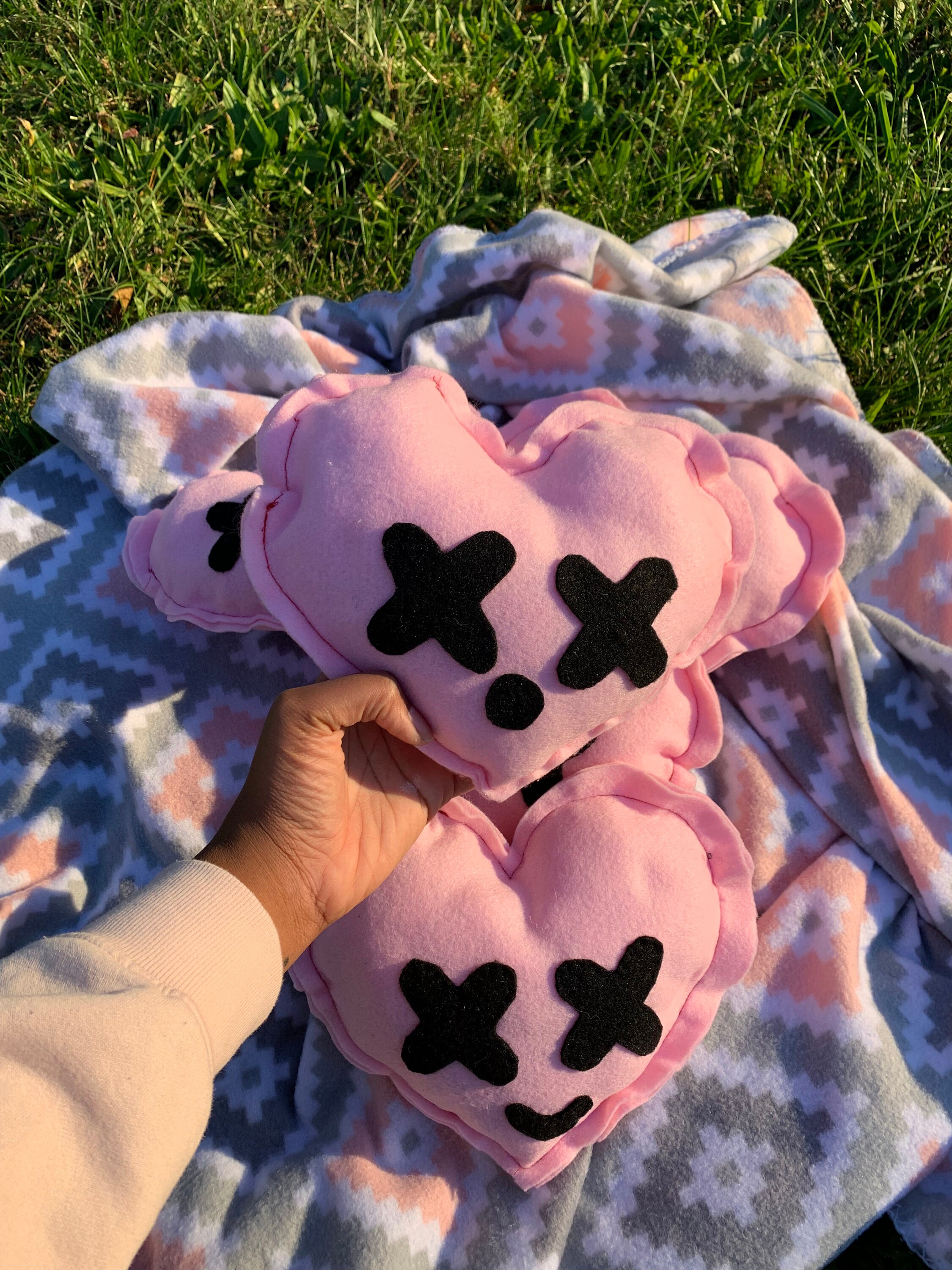 Handmade Heart Plushies Facial Expressions Pink Soft Cute - Etsy