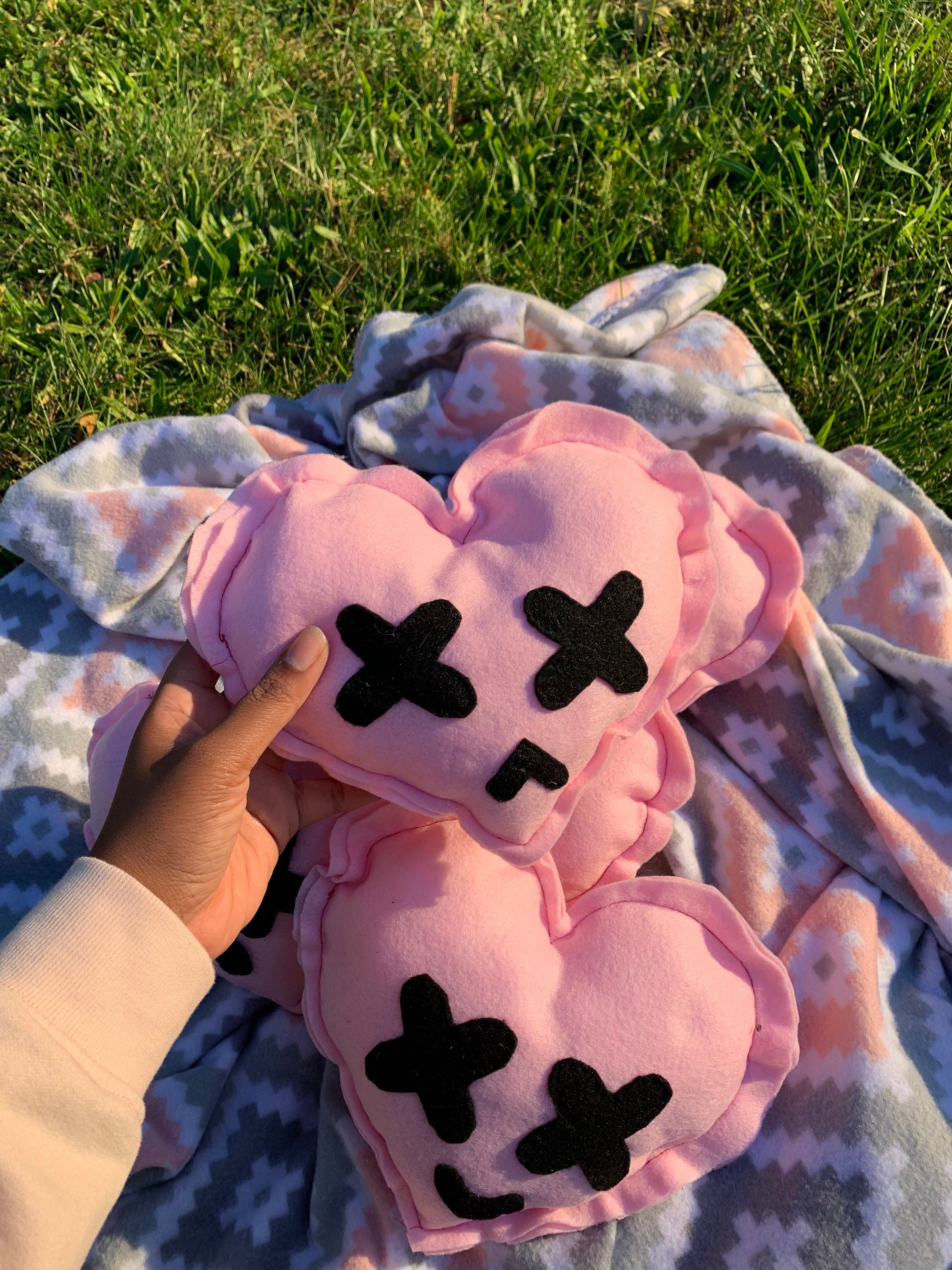 Handmade Heart Plushies Facial Expressions Pink Soft Cute - Etsy