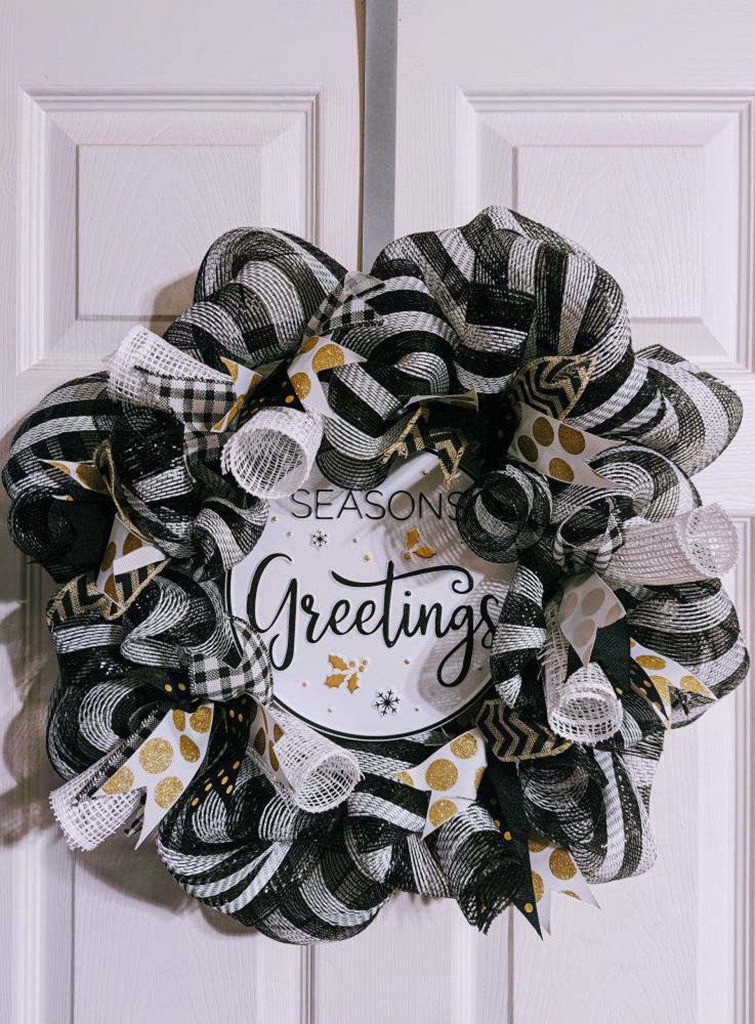 Seasons Greetings -black & White - Etsy