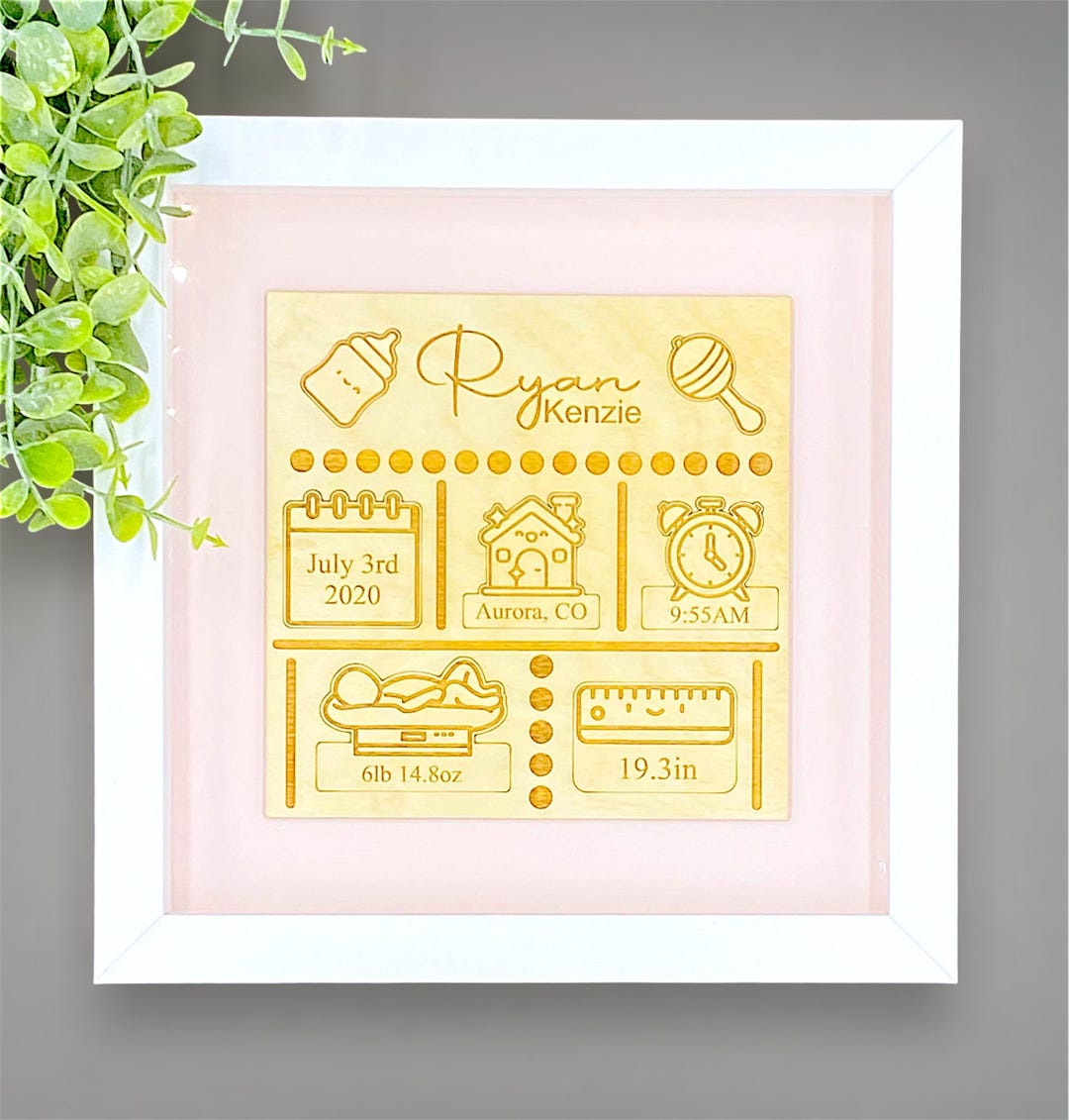 Birth Stat Shadow Box - Etsy