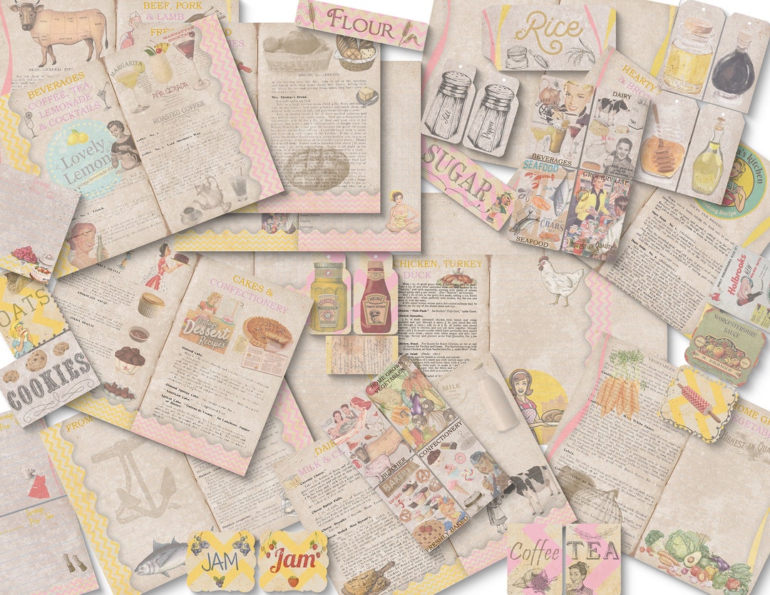 Printable Recipe Journal, Cook Book Kit, Vintage Recipe Book, Retro ...
