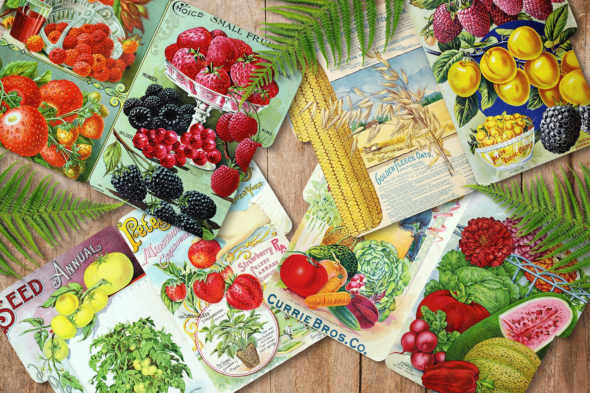 8 Vintage Fruit & Veg Folders, Printable Diary Dividers, Scrapbook ...