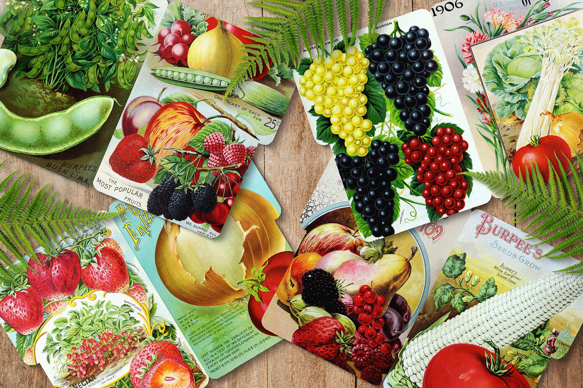 8 Vintage Fruit & Veg Folders, Printable Diary Dividers, Scrapbook ...