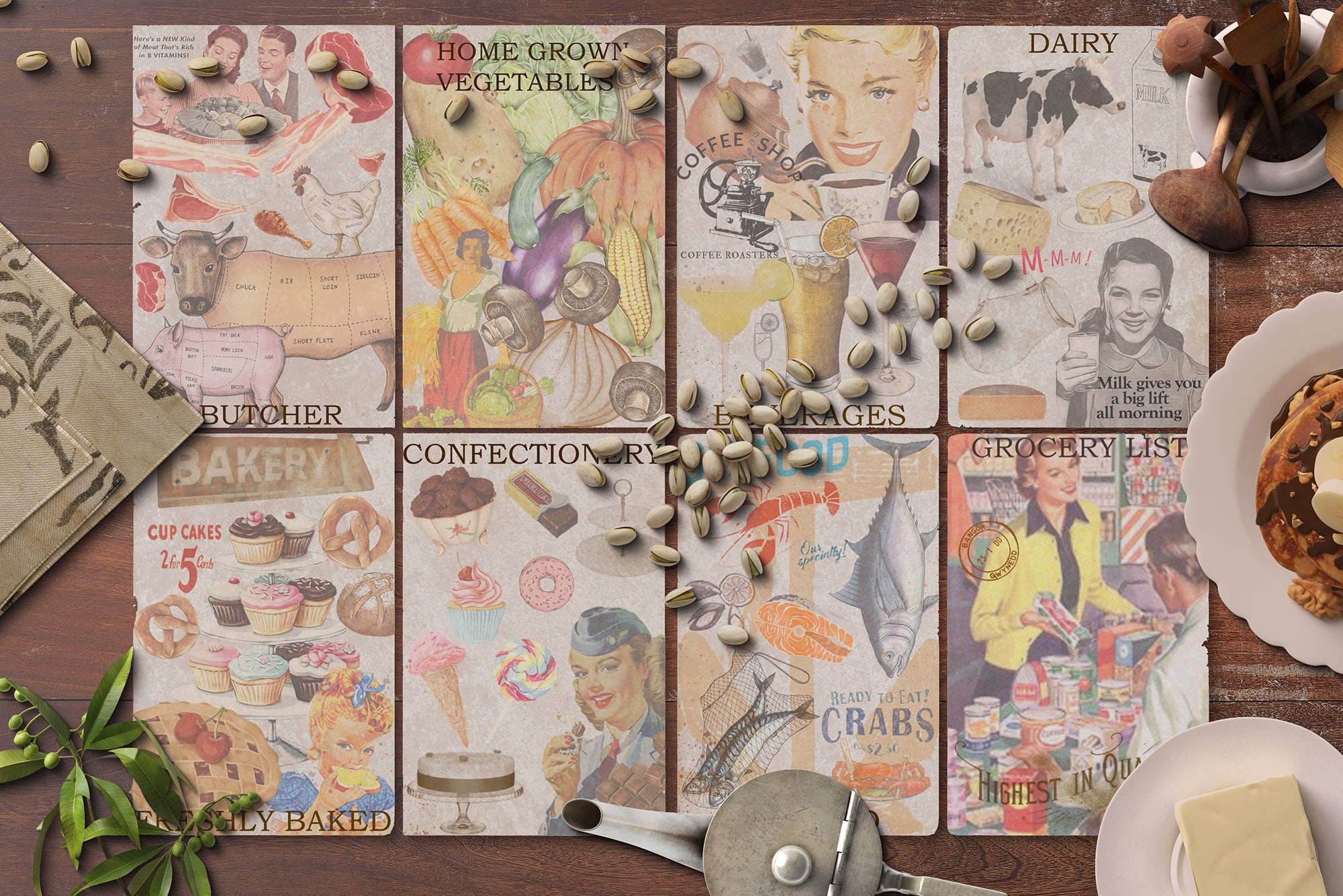 Printable Recipe Journal, Cook Book Kit, Vintage Recipe Book, Retro ...
