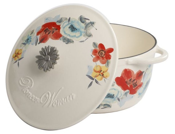 Kitchen & Dining Home & Living 5-Quart Vintage Bloom Enameled Cast Iron ...