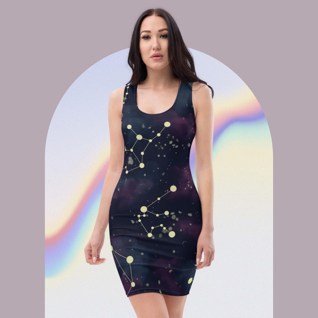 Constellation Form Fitting Dress With Black Background - Etsy