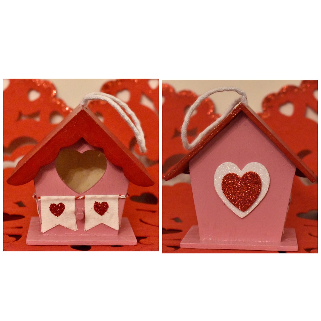 Mini Valentine's Day Birdhouse | Mini Heart Birdhouse | Valentine's Day ...