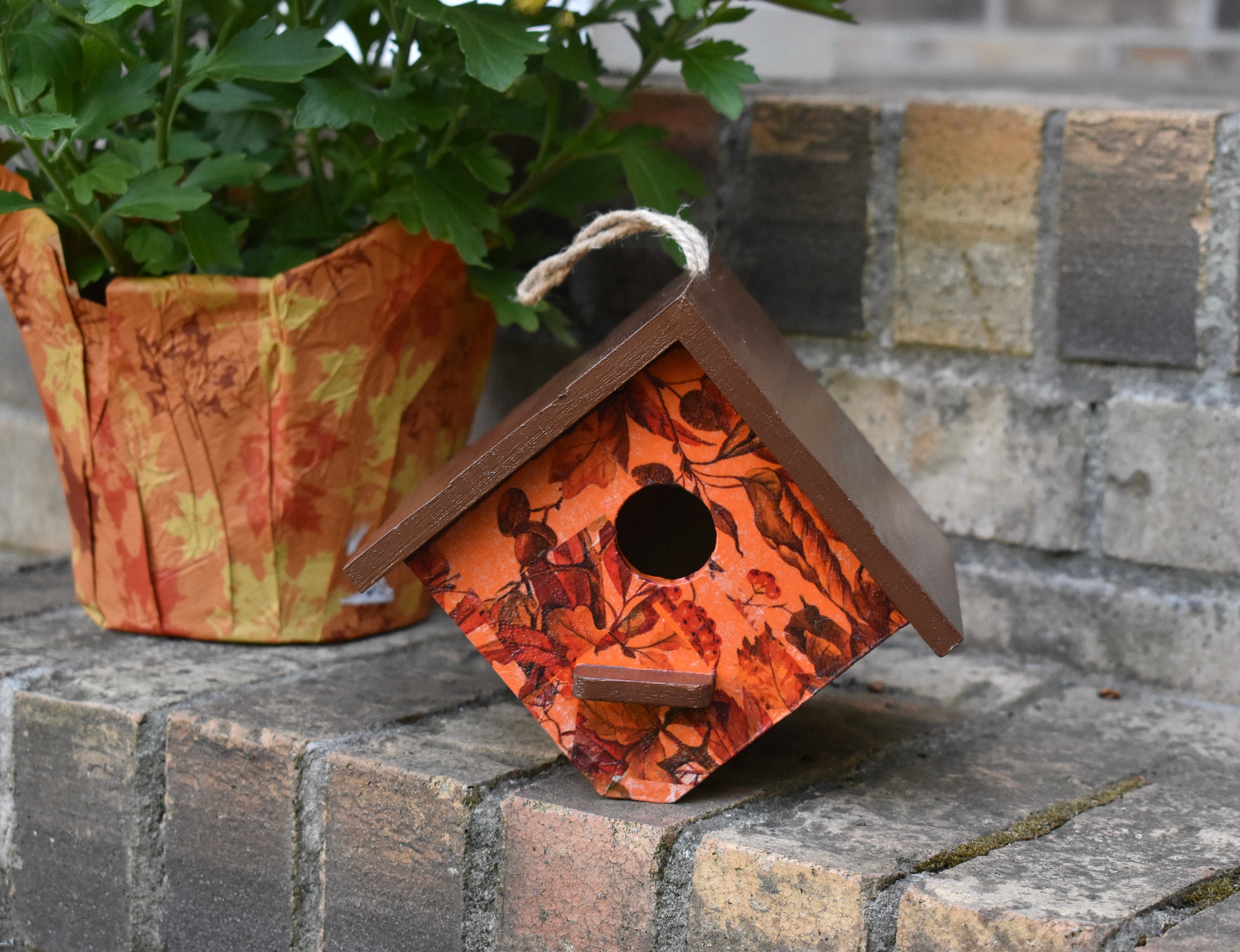 Wooden Birdhouse Decoupage Birdhouse Hanging Birdhouse Custom Birdhouse ...