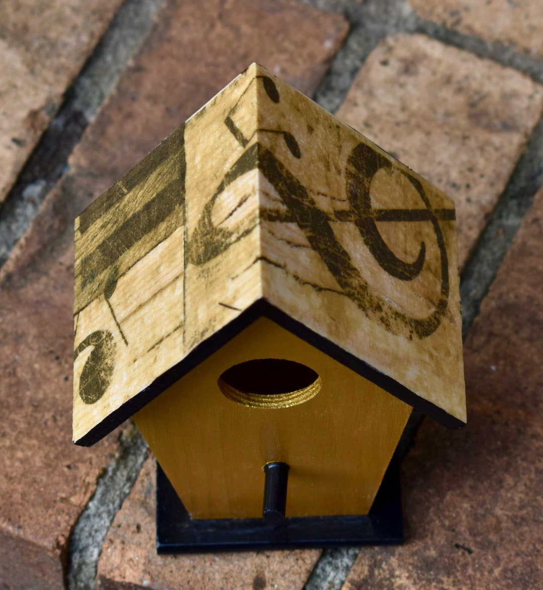 Music Themed Mini Birdhouse | Music Note Birdhouse | Music Lover Decor ...