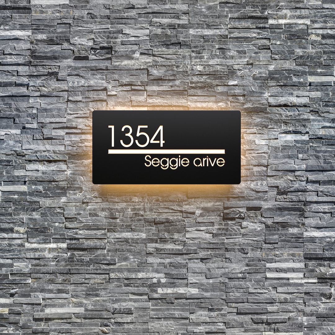 Metal Rectangle Led House Number Sign,modern Number Lighted Plaque ...